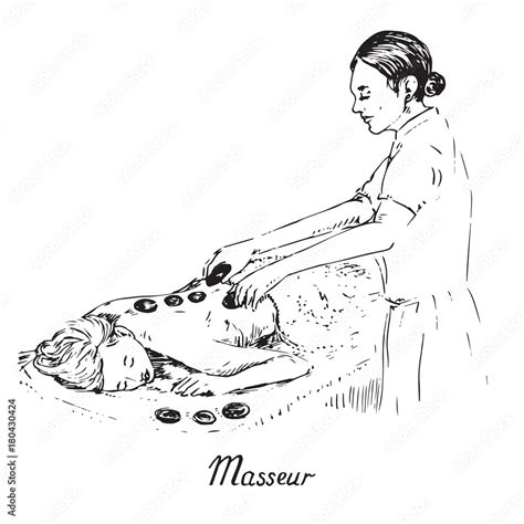 Masseur Massaging A Young Woman With Hot Natural Basalt Stones Hand