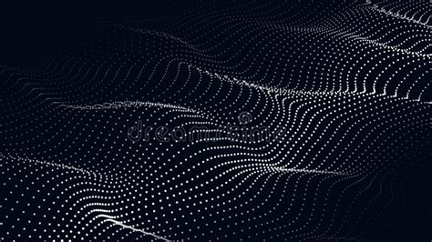 Wave Of Flowing Particles On A Dark Background Abstract Backdrop With Dynamic Elements Of Waves