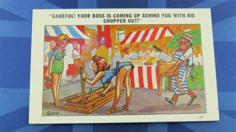 Saucy Comic Postcard 1960s Nylons Stockings Panties Butcher Chopper Innuendo £6 80 Picclick Uk