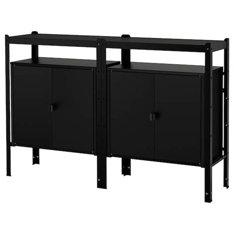 Bror Shelving Unit With Cabinets Black 170x40x110 Cm Ikea