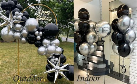 Black And Metallic Silver Balloons 50pcs Black And Silver