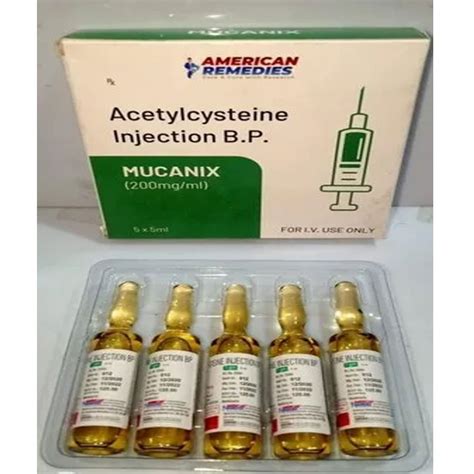 Mucanix Acetylcysteine Injection Packaging Size 5x5 Ml At ₹ 125 Piece In Nagpur