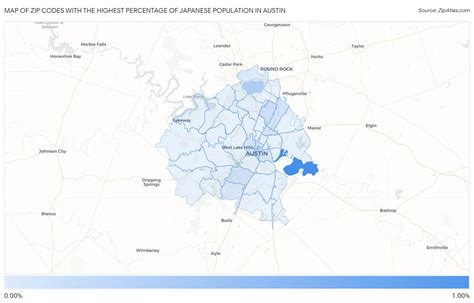 Percentage Of Japanese Population In Austin By Zip Code In 2024 Zip Atlas