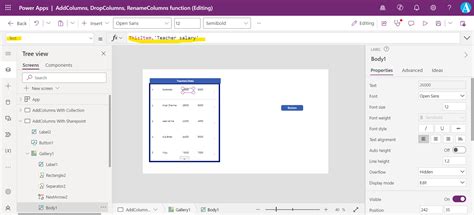 addcolumns functions in power apps