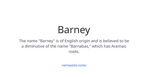 Barney Meaning Origin Nicknames And Popularity Namepedia