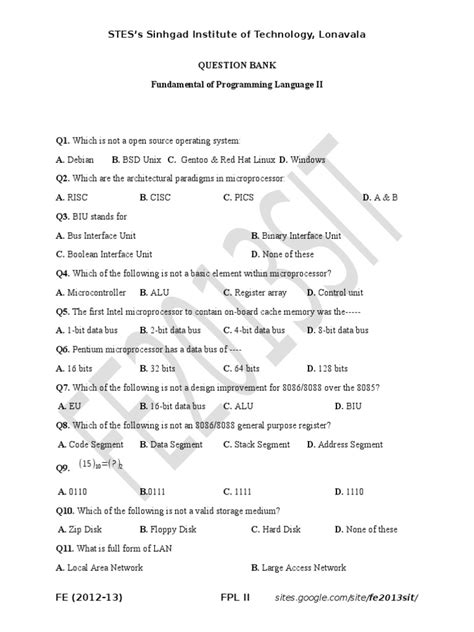 question bank fpl ii pdf android operating system c