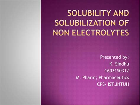 Solubility And Solubilization Ppt