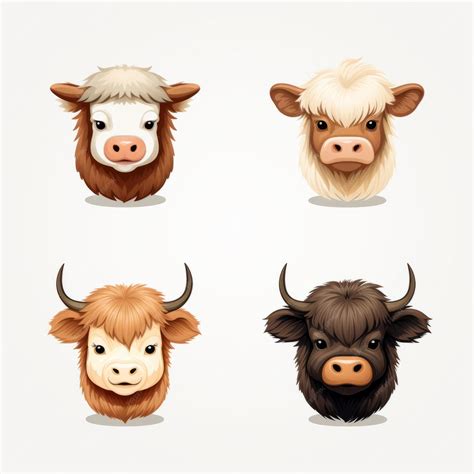4 Cute Beef Icon Pack Minimalist 2d White Background 8k Design Premium Ai Generated Image