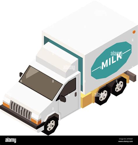 Milk Production Isometric Composition With Isolated Image Of Milk Truck