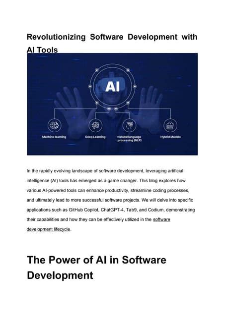 revolutionizing software development with ai tools ppt