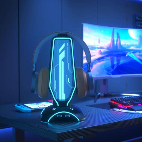 Buy Jomtown Rgb Headphone Stand And Gaming Headset Stand With 3 Usb Hub Featuring 6 Led Colors