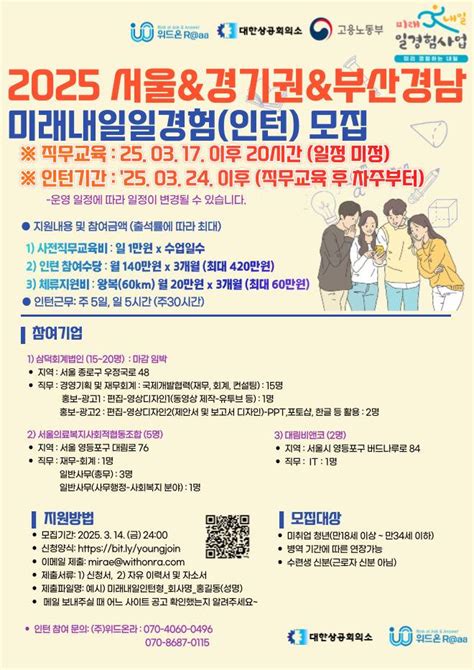 2025년 미래내일 일경험 인턴형 공모전 대외활동 링커리어