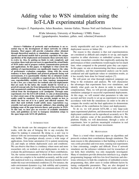 Pdf Adding Value To Wsn Simulation Using The Iot Lab Experimental