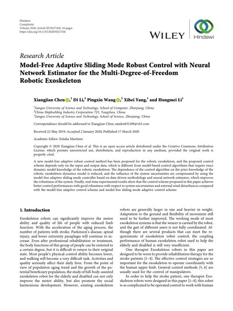 PDF Model Free Adaptive Sliding Mode Robust Control With Neural Network Estimator For The