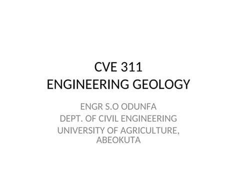 Engineering Geology Unit 2 Applied Geology Ppt