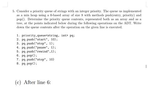 Solved 5 Consider A Priority Queue Of Strings With An