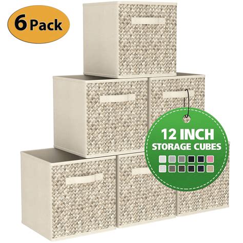 Werseon 12 Inch Storage Cubes With Handle Set Of 6 Foldable Cube Storage Bins Collapsible