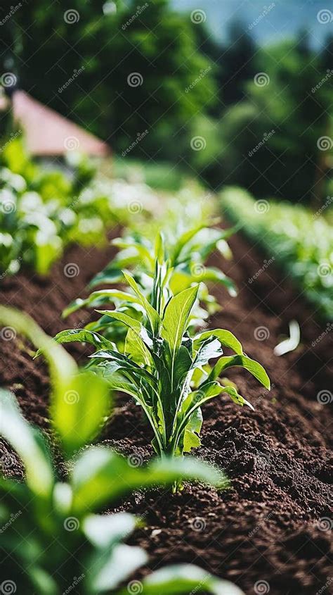 A Field Of Crops Thriving With Compost Enriched Soil Stock
