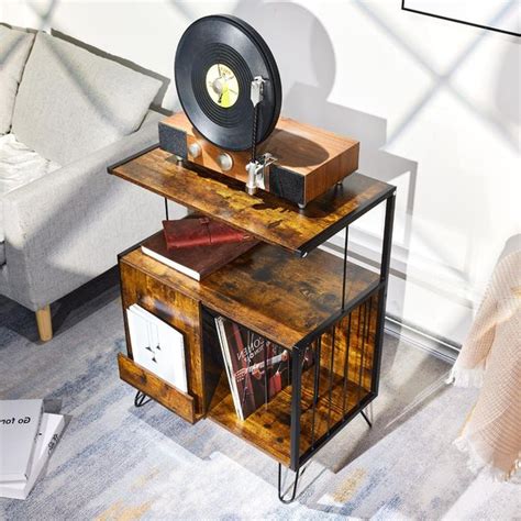Dropship Record Player Stand Turntable Stand With Record Storage