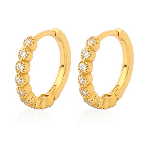Cz Pave Gold Huggie Hoop Earrings Justop Fashion Jewelry