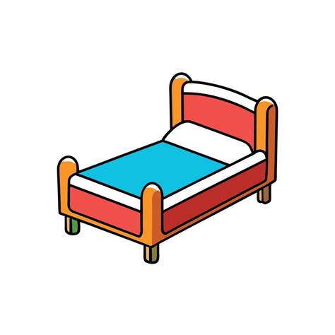 Isometric Illustration Of Simple Cartoon Bed With Bedding 66620858