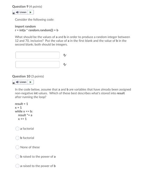 solved question 9 4 points listen consider the following