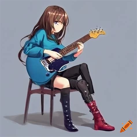 Guitar Anime Girl With Brown Hair Guitar Anime Girl With Brown Hair