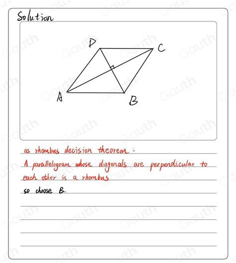 Solved Parallelogram ABCD Has Perpendicular Diagonals Overline AC And Overline BD What Is The