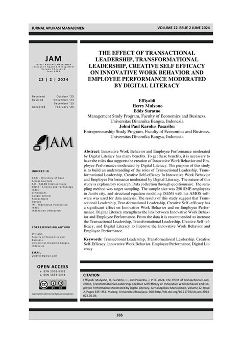Pdf The Effect Of Transactional Leadership Transformational
