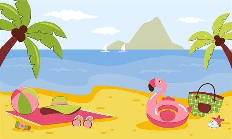 Beach Scene With Summer Accessories Vacation At The Sea Summer