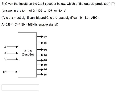 solved 6 given the inputs on the 3to8 decoder below which