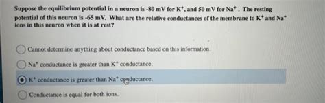 Solved Suppose The Equilibrium Potential In A Neuron Is