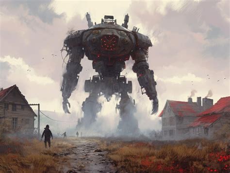 Premium Ai Image Dieselpunk Landscape Illustration Art Game Assests