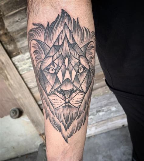 Geometric Lion Head Tattoo