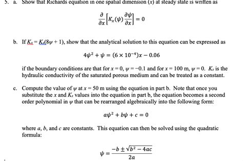5 A Show That Richards Equation In One Spatial