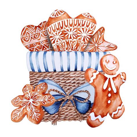 Premium Vector Gingerbread In The Wicker Basket With Fabric Inside