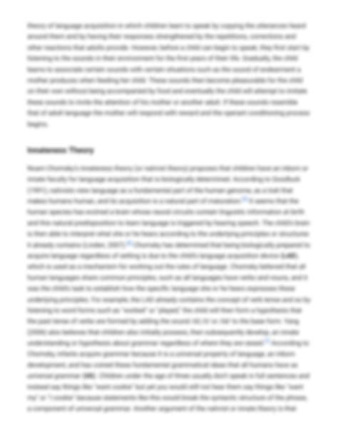 Solution Psycholinguistics Theories And Models Of Language Acquisition