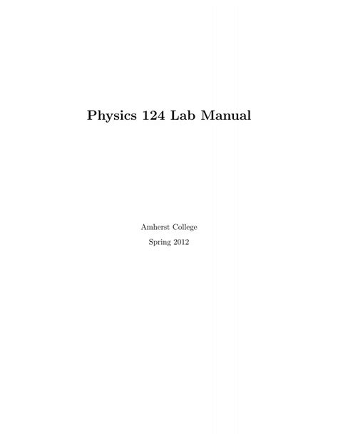 Physics 124 Lab Manual