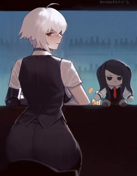 Safebooru 1girl Ahoge Artist Name Bar Place Bartender Blurry Blurry