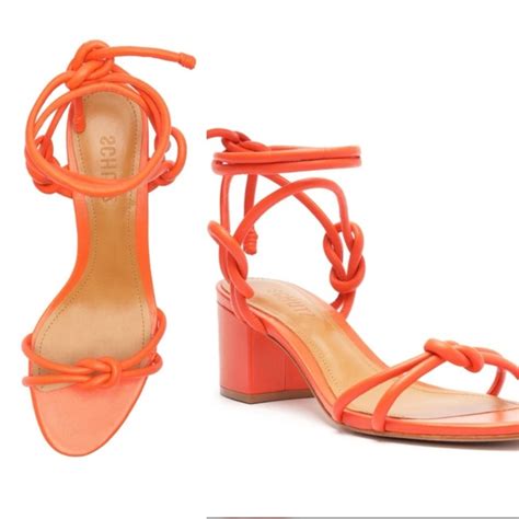 Schutz Shoes Nib Schutz Nicky Mid Nappa Flame Orange Strappy