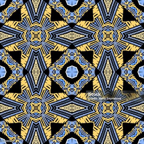 질감 지그재그 라인 벡터 원활한 패턴입니다 부족 민족 스타일 카펫 배경입니다 대칭 부족 배경을 반복합니다 지그재그 라인 화려한 태피스트리 장식 기하학적 자수 모양 꽃 0명에