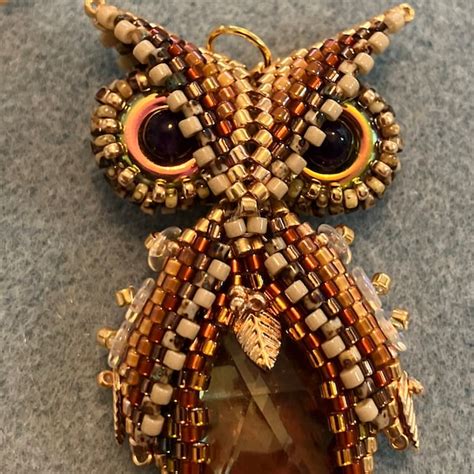 Beaded Owl Pendant Tutorial Seed Bead Pattern By Ezartesa Etsy
