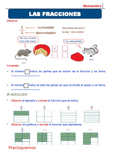 Las Fracciones Para Tercer Grado De Primaria Observa Completa • El