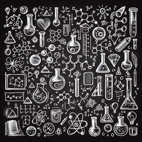 Science Doodles In A Blackboard Premium Ai Generated Image