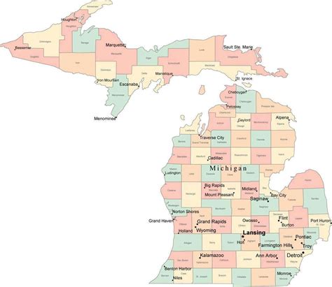 Printable Michigan County Map With Cities