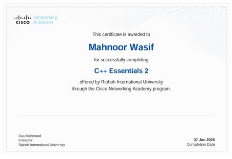 cplusplus programming cisconetworkingacademy certification… mahnoor wasif