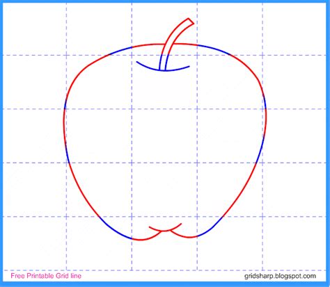 Free Grid Line Printable Apple Grid Line Drawing