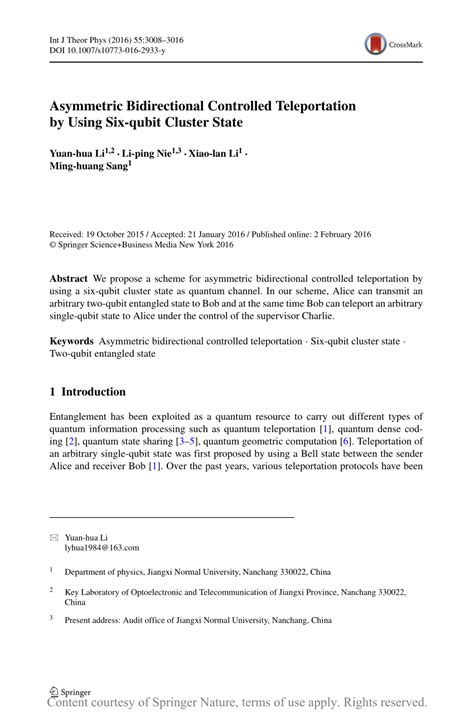 Asymmetric Bidirectional Controlled Teleportation By Using Six Qubit Cluster State Request Pdf