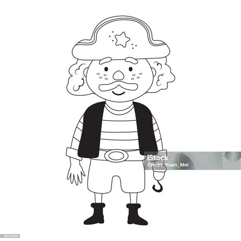 Vetores De Garoto Brincando De Pirata Garoto Fantasiado De Ladrão Com Bigode E Gancho De Mão
