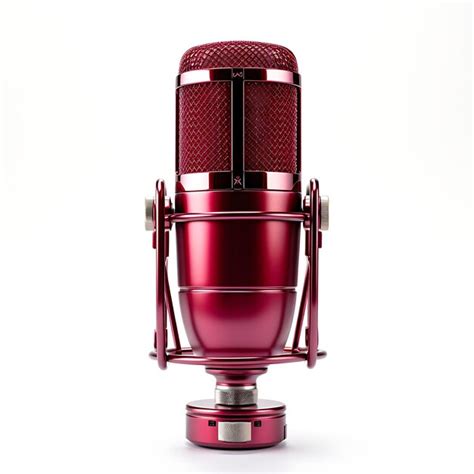 Isolated Of Dynamic Broadcasting Microphone Ruby Red Color Classic